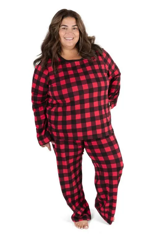 LEVERET Cotton Plaid Matching Family Holiday Pajamas - Plaid Black & Red
