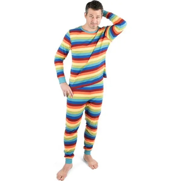 LEVERET Cotton Striped Matching Family Holiday Pajamas - Colorful Boys
