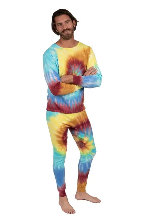 LEVERET Cotton Tie Dye Matching Family Pajamas - Tie Dye Swirl Boys