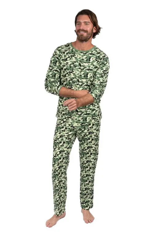 LEVERET Loose Fit Cotton Matching Family Holiday Pajamas - Camouflage