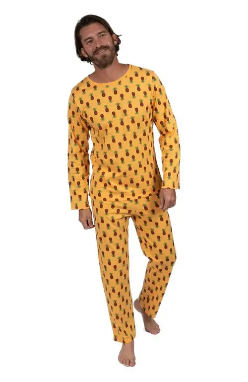 LEVERET Loose Fit Cotton Matching Family Pajamas - Pineapple