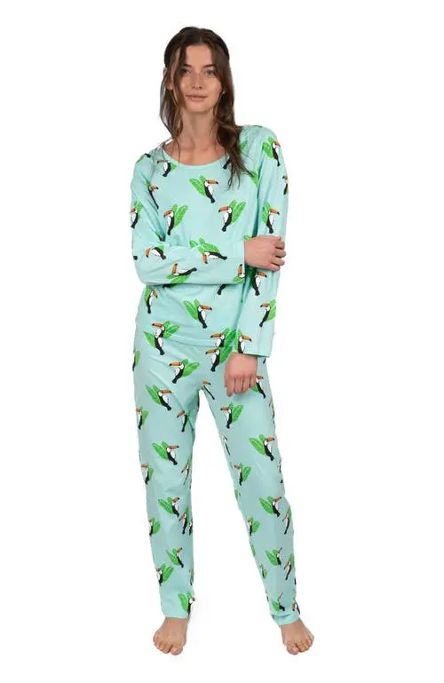 LEVERET Loose Fit Cotton Matching Family Pajamas - Toucan Bird
