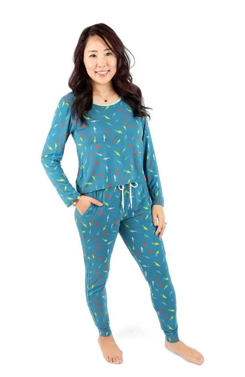 LEVERET Viscose Matching Family Holiday Pajamas - Fish