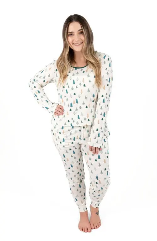 LEVERET Viscose Matching Family Holiday Pajamas - Pine Tree