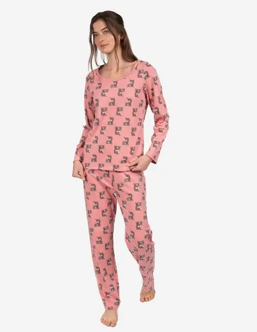 LEVERET Loose Fit Cotton Matching Family Pajamas - Koala Pink