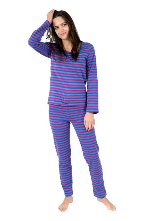 LEVERET Loose Fit Cotton Matching Family Pajamas - Unicorn Stripes