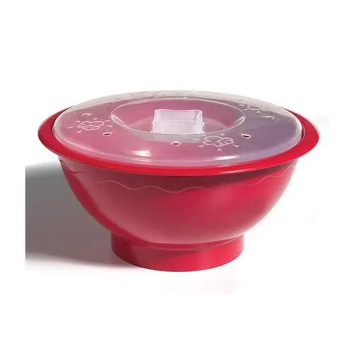 NORPRO Microwave Popcorn Popper With Lid, 10.5-inch - Red