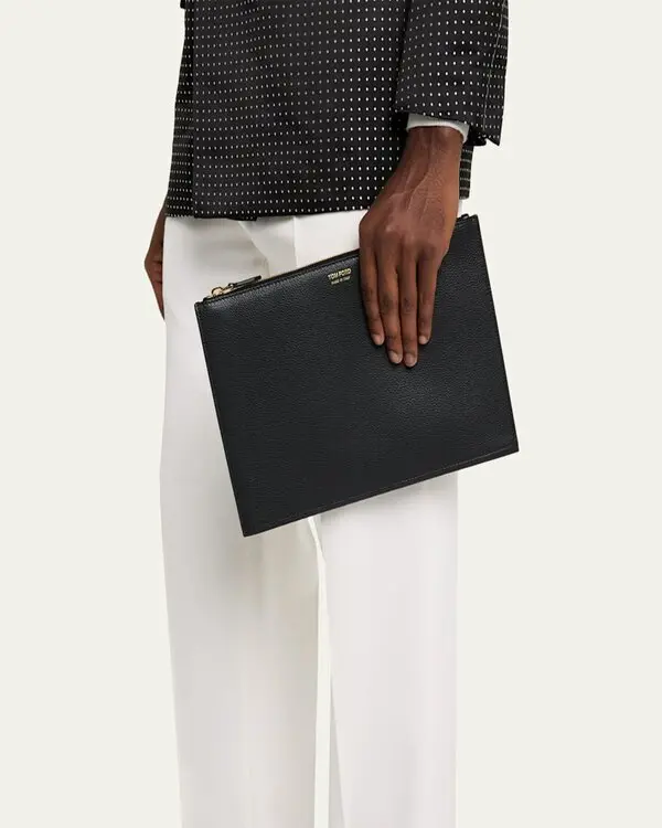 TOM FORD Leather Flat Pouch With Strap
