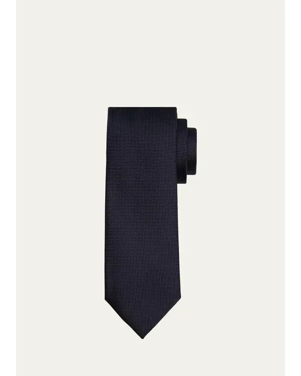 Zegna Tic-weave Silk Neck Tie - Blue