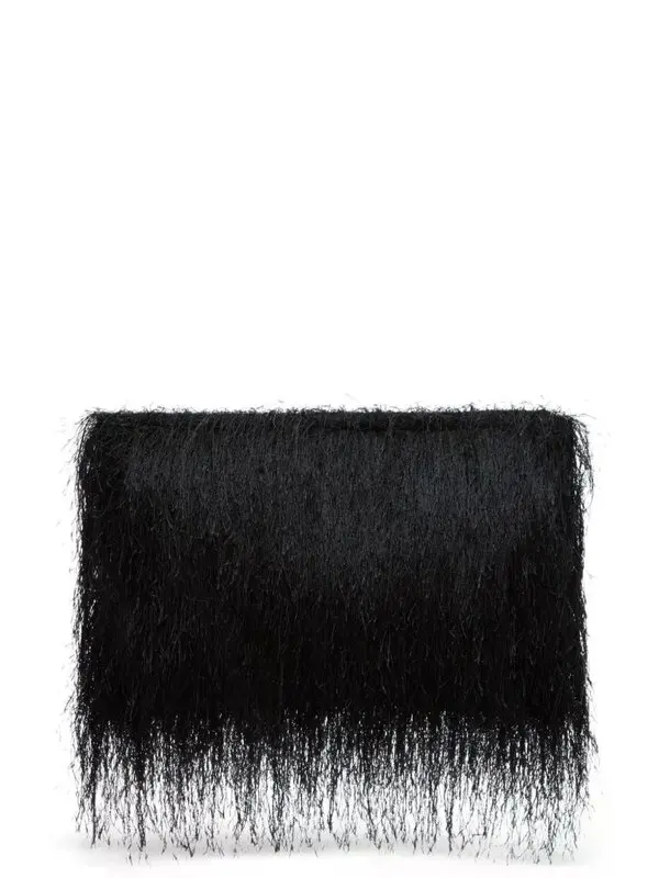 Loulou De Saison Evano Fringed Clutch - Black