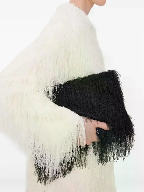 Loulou De Saison Evano Fringed Clutch - Black