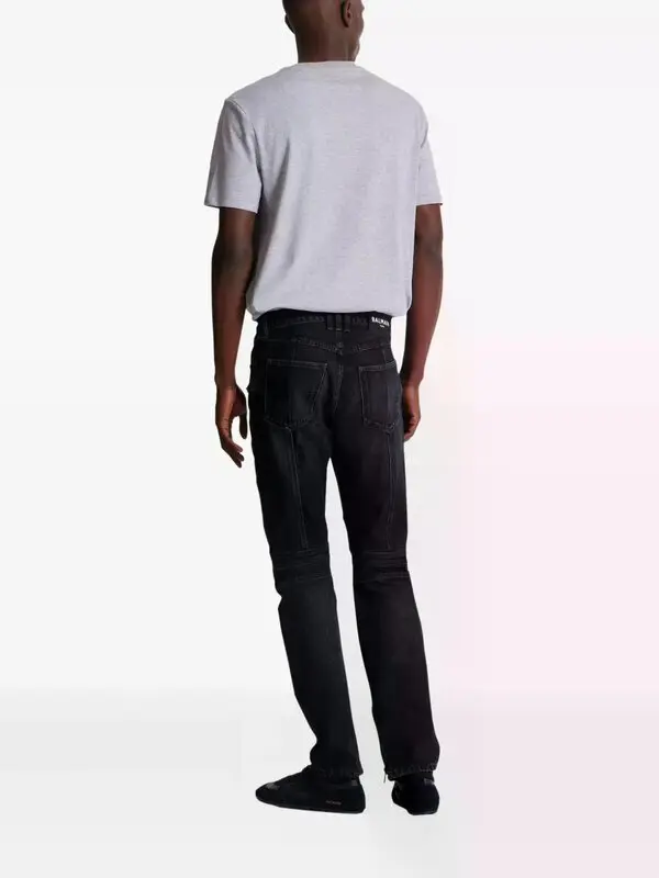 Balmain Biker Zip-detail Cotton Jeans - Black