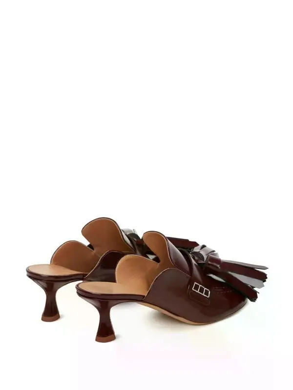 JW Anderson Burgundy Suede Leather Mules With Tassel Detail - Red