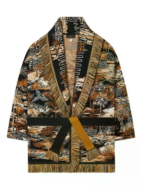 Alanui Jacquard Fringed Cardigan - Black