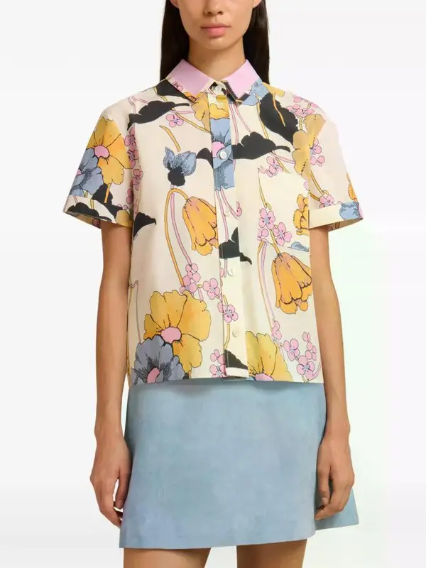 Marni Floral-print Pocket Shirt - Neutrals