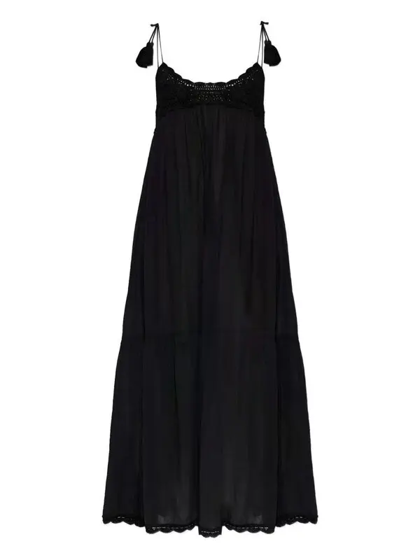 Ulla Johnson Linnea Tassel Crochet Midi Dress - Black
