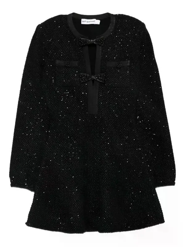 SELF-PORTRAIT Sequin Bow Mini Dress