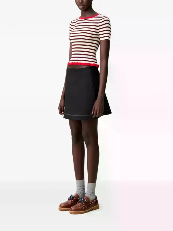 Claudie Pierlot Striped Embroidered Logo T-shirt