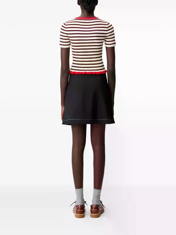 Claudie Pierlot Striped Embroidered Logo T-shirt