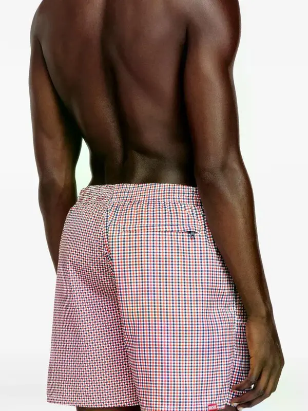 DIESEL® Check-pattern Swim Shorts - Red
