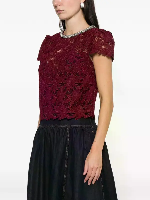 SELF-PORTRAIT Lace Crystal-trim Blouse