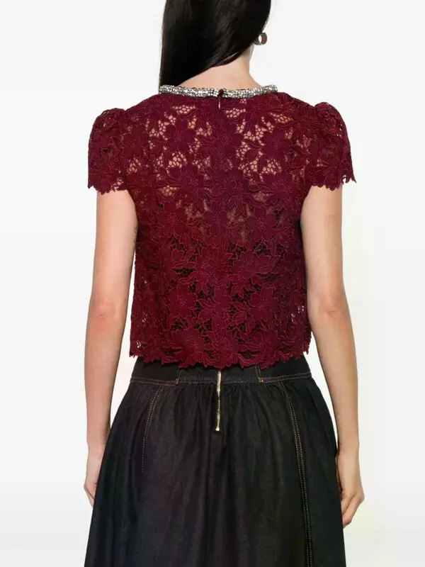 SELF-PORTRAIT Lace Crystal-trim Blouse