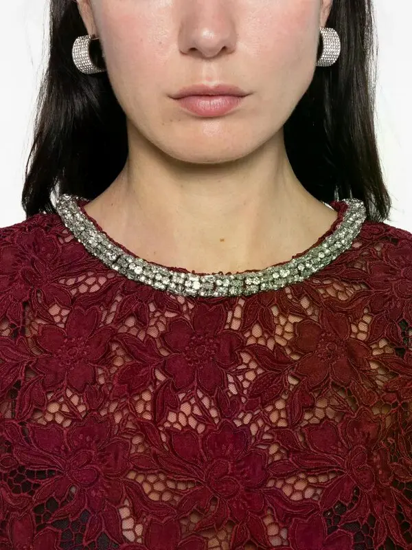 SELF-PORTRAIT Lace Crystal-trim Blouse