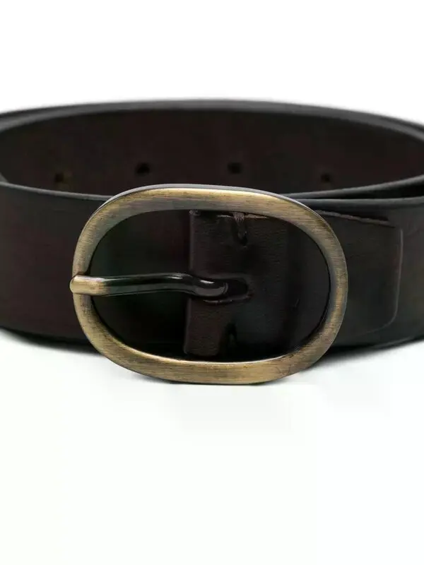 ALBERTO LUTI Oval Buckle Leather Belt - Brown