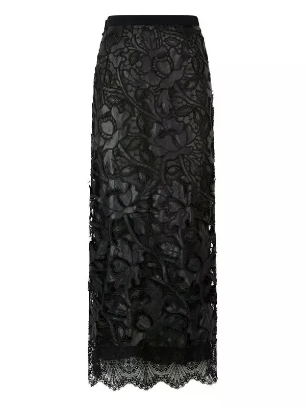 Roberto Cavalli Floral-lace Skirt - Black