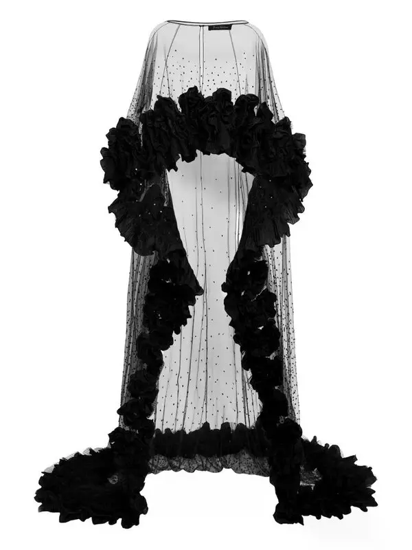 Jenny Packham Ruffle-detailed Cape - Black
