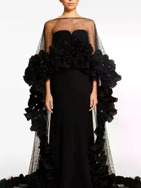 Jenny Packham Ruffle-detailed Cape - Black