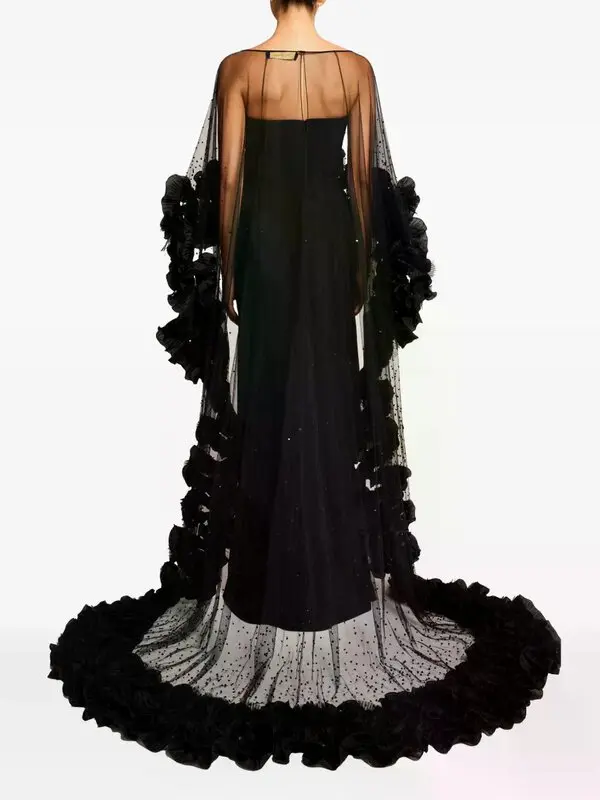 Jenny Packham Ruffle-detailed Cape - Black