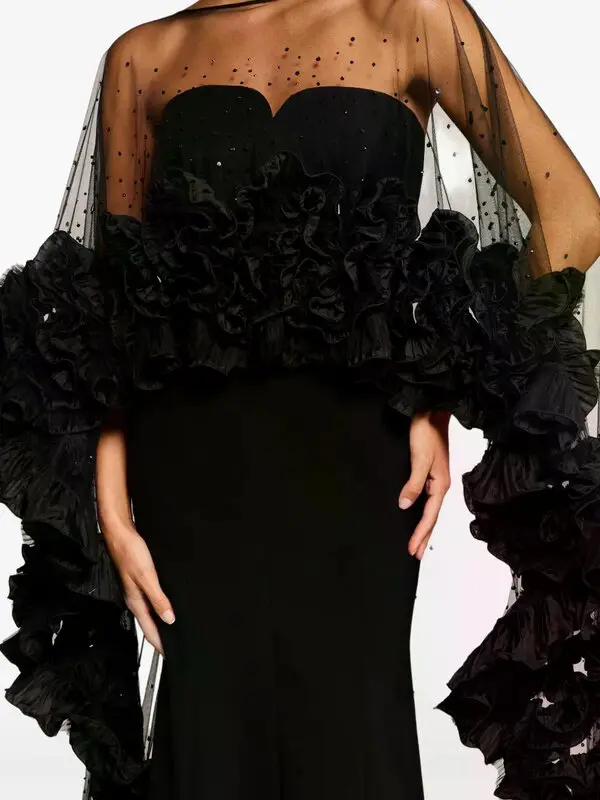 Jenny Packham Ruffle-detailed Cape - Black