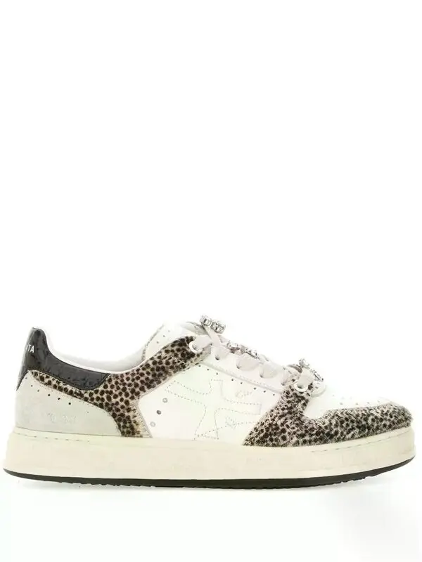 Premiata Quinnd 7655" Embellished Animal-print Leather Sneakers
