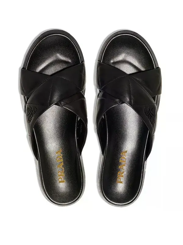 Prada Logo-plaque Quilted Slides