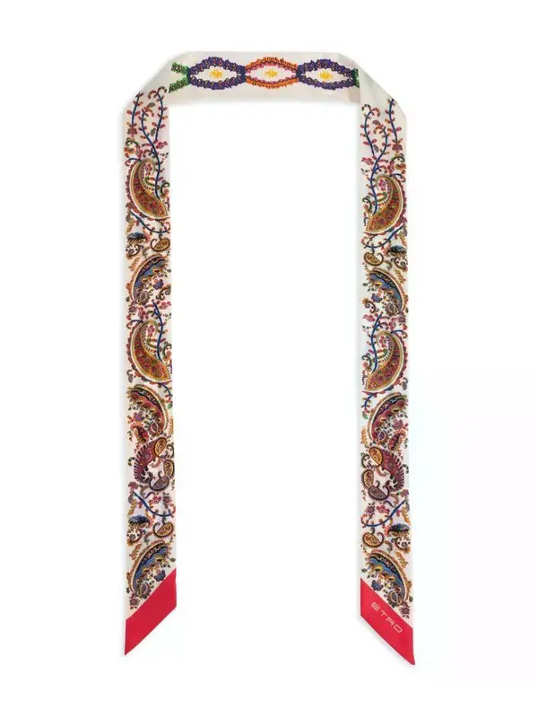 Etro Paisley Logo Scarf - Neutrals
