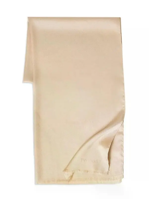 TWINSET Woven Jacquard Logo Scarf - Neutrals