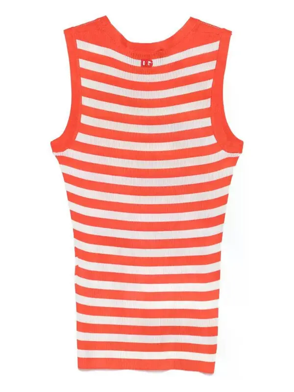 Dolce & Gabbana Striped Sleeveless Round Neck Knit Top - Orange