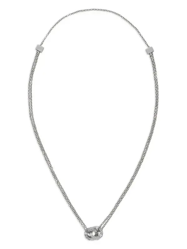 Versace Tone Greca Interlocking Rings Necklace - Silver