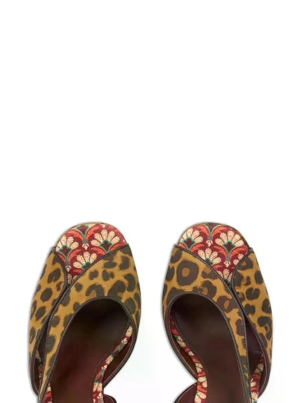 Etro Suede Platform Sandals With Animal Print And Floral Detail