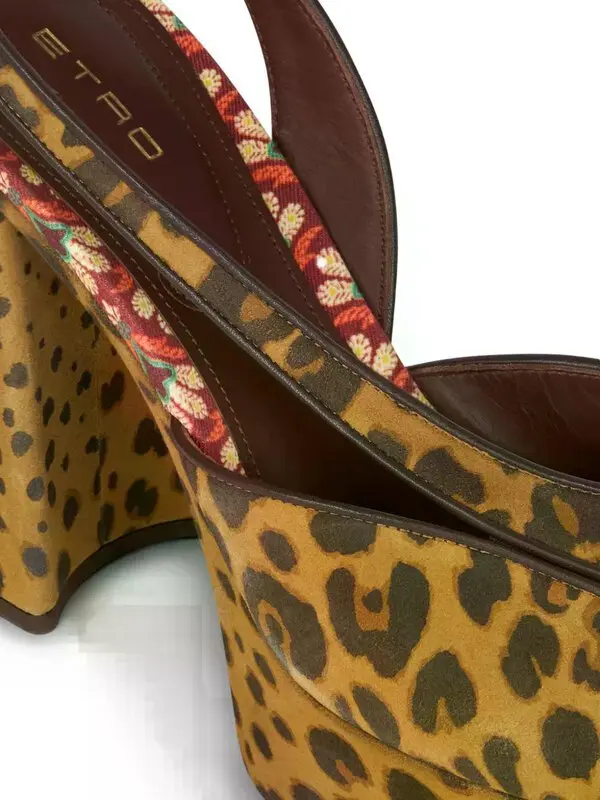 Etro Suede Platform Sandals With Animal Print And Floral Detail