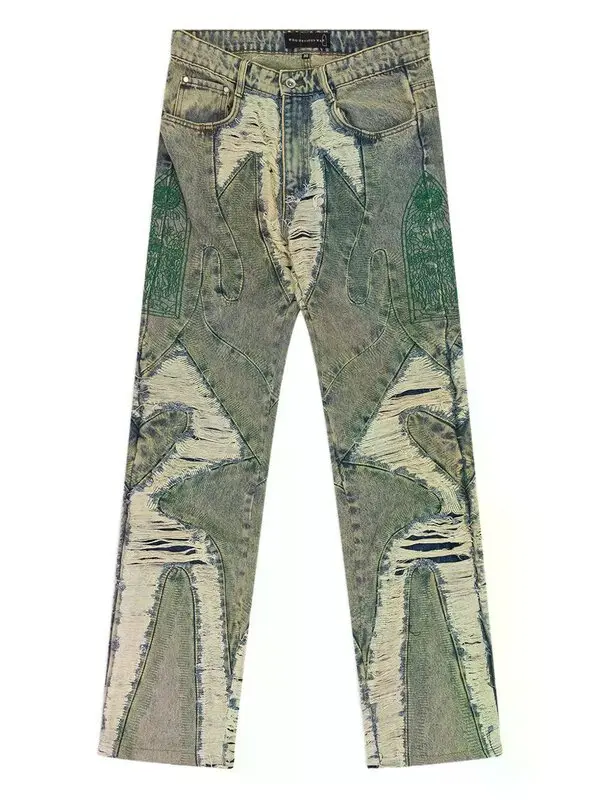 WHO DECIDES WAR Wave Distressed Jeans