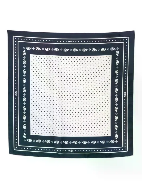 Maje Polka-dot Silk Scarf - Blue