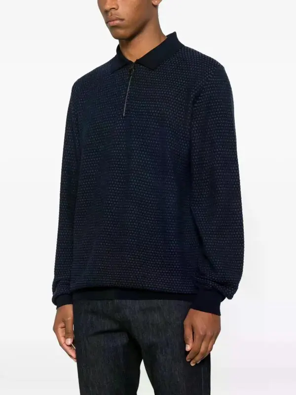 Canali Zip-neck Polo Shirt - Blue