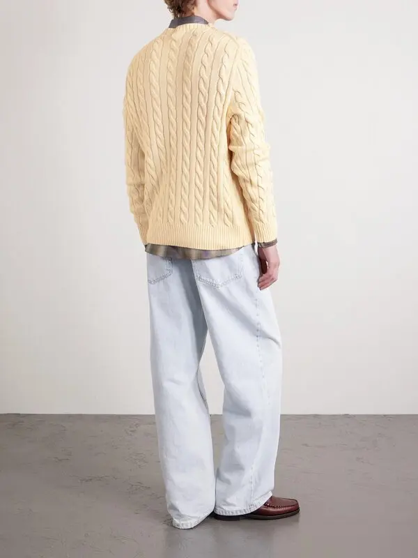 Polo Ralph Lauren Logo-embroidered Cable-knit Cotton Sweater - Neutrals