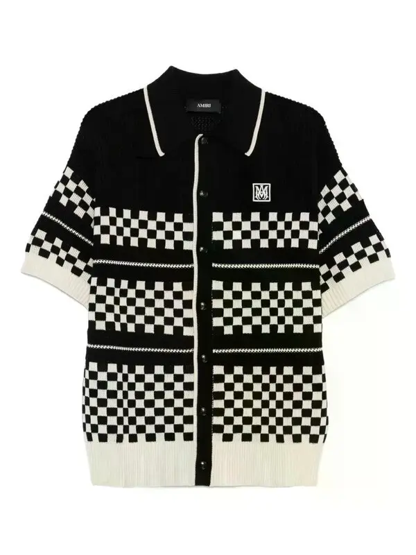 Amiri Checkered Mesh Shirt - Black