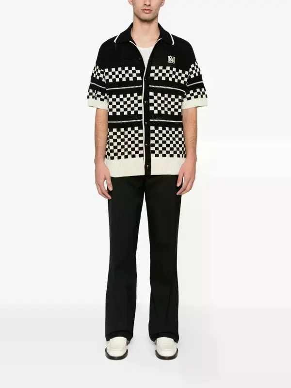 Amiri Checkered Mesh Shirt - Black