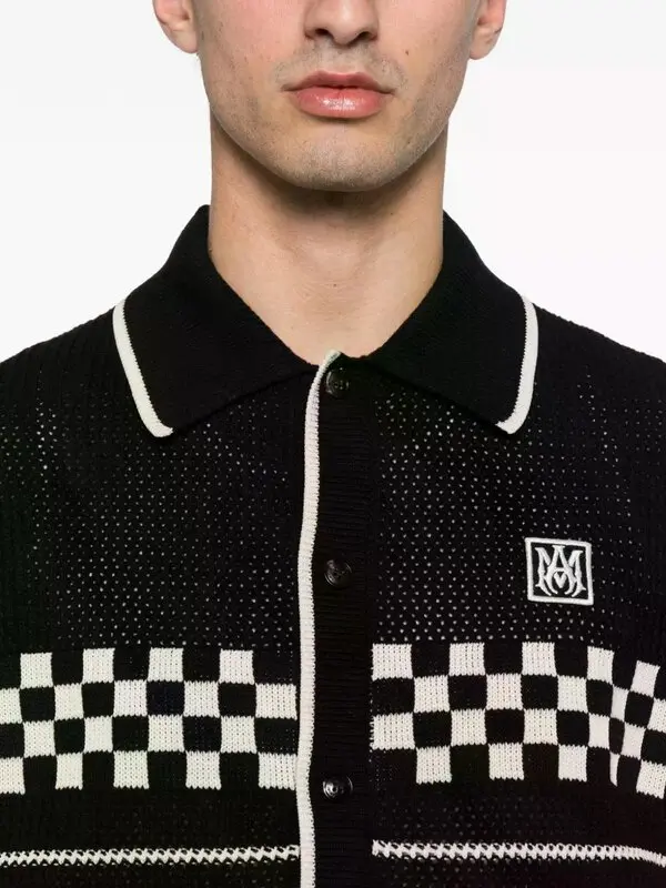 Amiri Checkered Mesh Shirt - Black