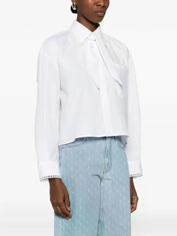 Maje Lace Trimmed Cotton Poplin Shirt