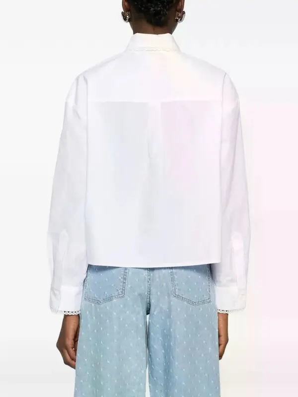 Maje Lace Trimmed Cotton Poplin Shirt